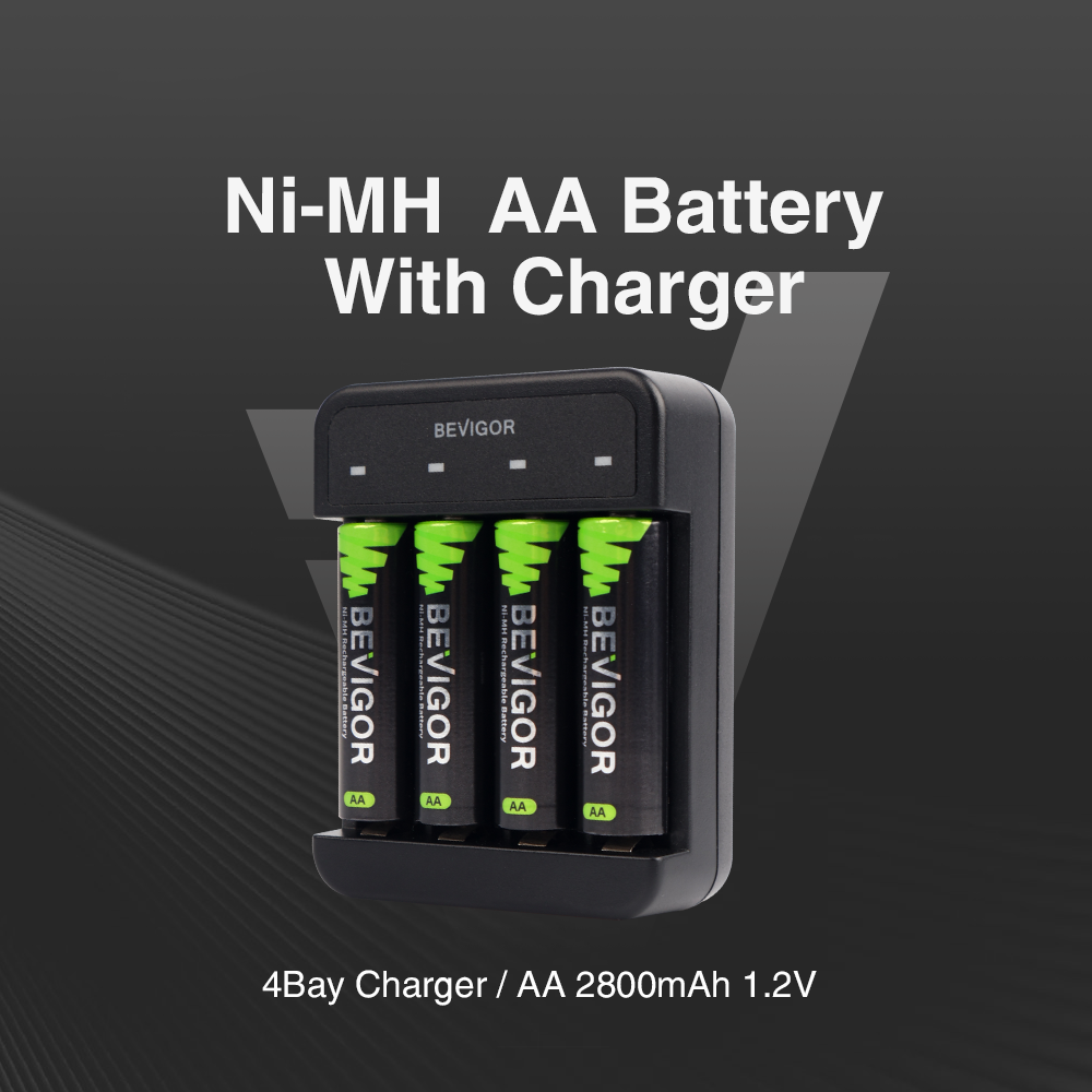 Rechargeable NiMH AA Batteries with Charger 2800 | Bevigor – BEVIGOR